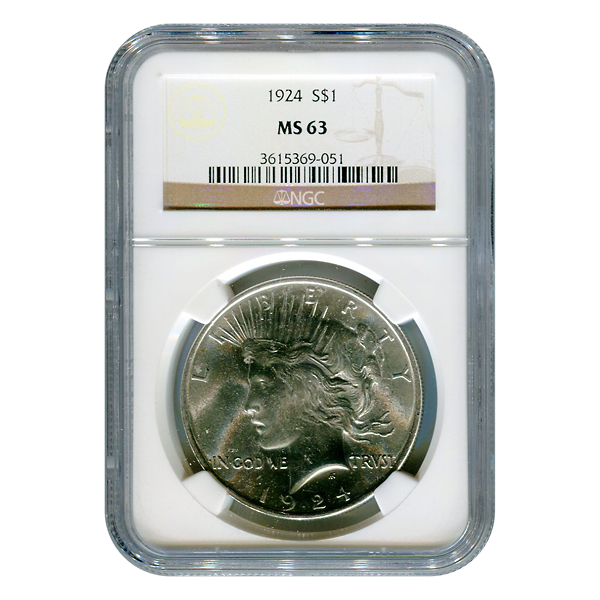 Certified Peace Silver Dollar 1924 MS63 NGC | Golden Eagle Coins Certified Peace Silver Dollar 1924 MS63 NGC | Golden Eagle Coins