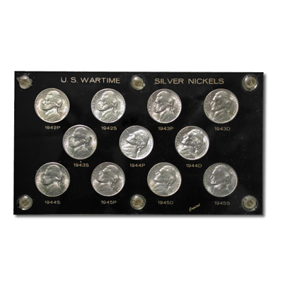 Uncirculated Wartime Nickel Set 1942-1945 (11pcs) | Golden Eagle Coins