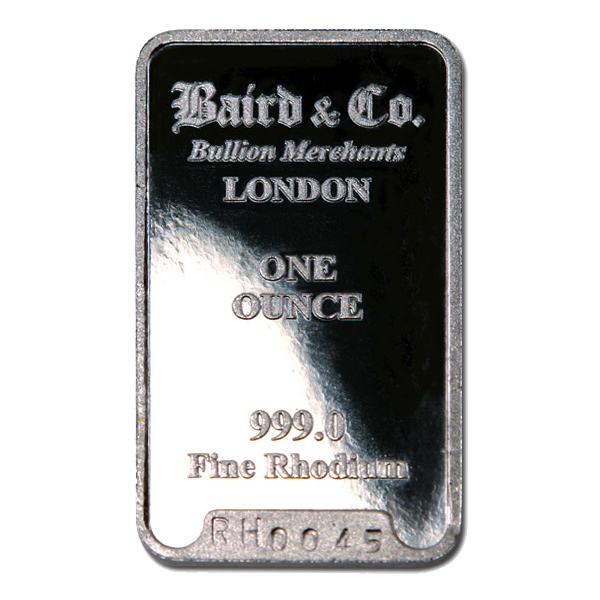 Baird Mint One Ounce Rhodium Bar | Golden Eagle Coins